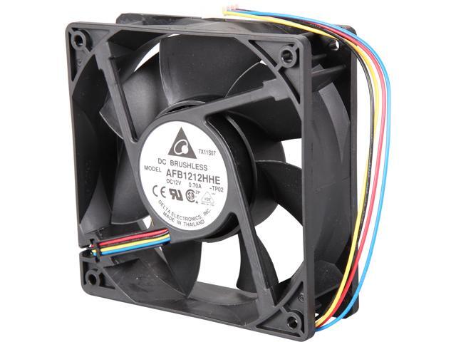 Delta AFB1212HHE PWM Cooling Fan, 2900 RPM, 120 CFM, 44 dBA, 120x120x38mm, Dual Ball Bearing ...