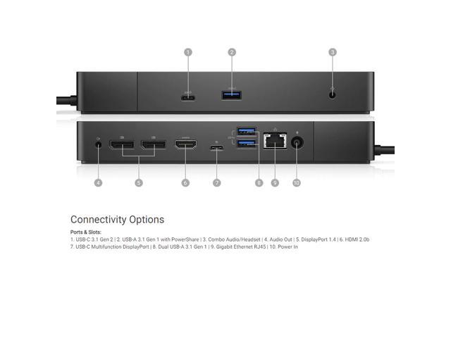 Dell WD19 180W Docking Station (130W Power Delivery) USB-C, HDMI, Dual ...