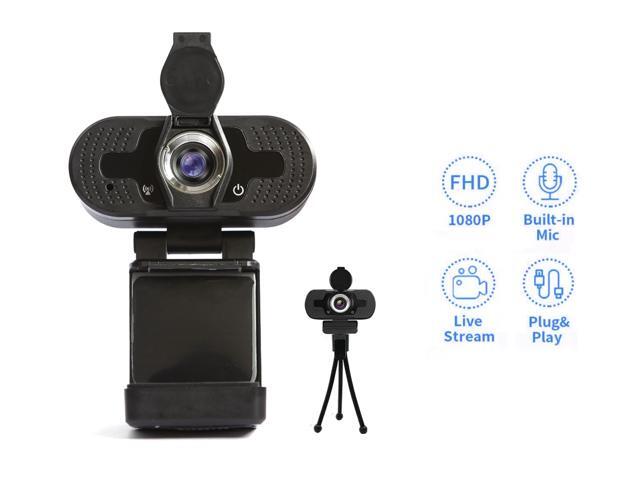 1080P Webcam with Microphone & Privacy Cover, USB Camera, Tripod Stand ...