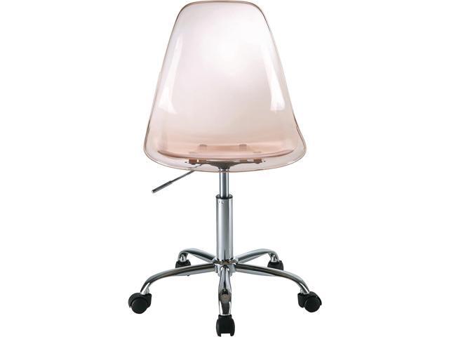 NeweggBusiness Urban Shop Acrylic Rolling Desk Chair Blush 21.25D x 19.68W x 34H Inch