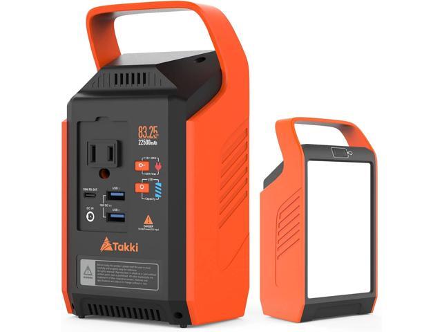 NeweggBusiness Portable Power Station 83Wh Takki Camping Solar Generator Power Bank with 110V 80W AC Outlet Light Emergency Battery Backup for Camping Home Fans School Laptop Solar Panel Not Included