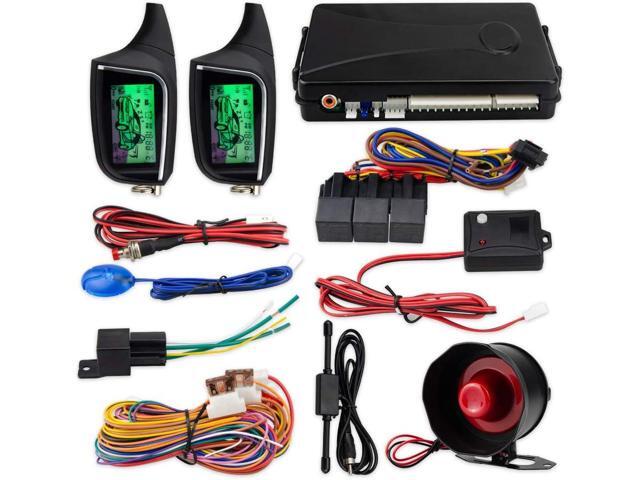 NeweggBusiness EC205 2 Way Car Alarm System with LCD Pager Display keyless Entry Remote Engine Start Shock Sensor DC12V