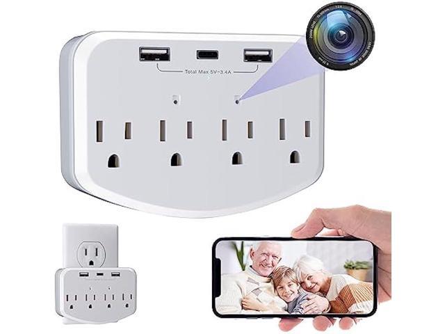 NeweggBusiness Phouqtem Hidden Camera WiFi Spy Camera Hidden Cameras Wall Charger Nanny Cam with USB Fast Charger Outlet HD 1080P Wireless for Home Security Secret Camera Charging Port with Video