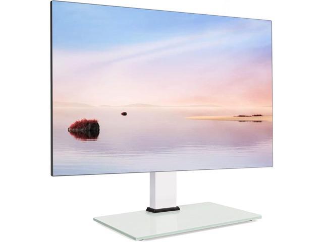 NeweggBusiness FITUEYES Universal TV Stand White for 27 55 Inch TV Table Top TV Stand Mount with Glass Base Pedestal TV Mount Stand for Bedroom Living Room Height Adjustable Holds 88lbs