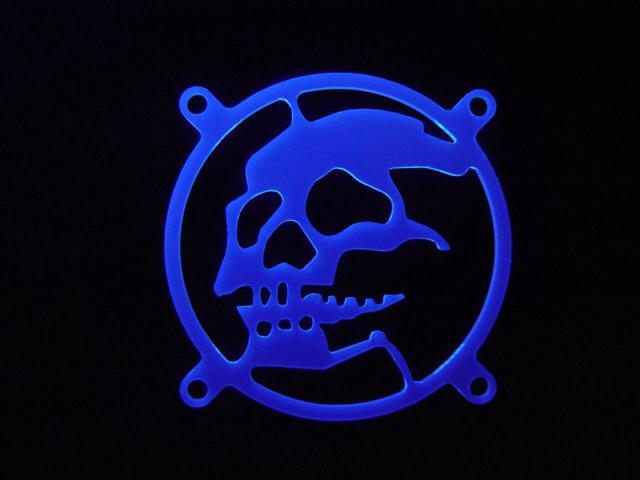LOGISYS Computer FGUV02 LaserCut Smiling Skull 80mm UV Fan Grill ...