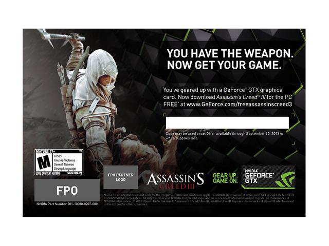 NVIDIA Gift - Assassin's Creed III Game Coupon - Newegg.com