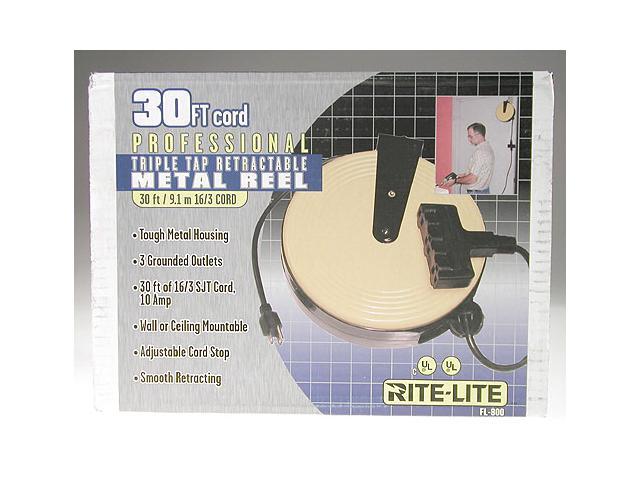 Bayco FL-800 Triple-Tap Extension Cord Retractable Reel - Newegg.com