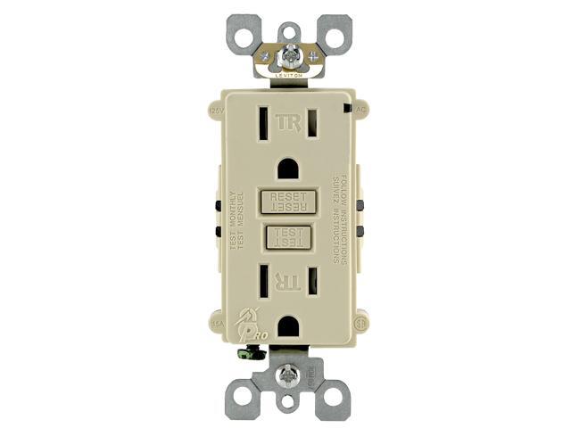 Leviton R57-T7599-0KI Ivory 15 Amp SmartLock PRO™ GFCI Receptacle ...