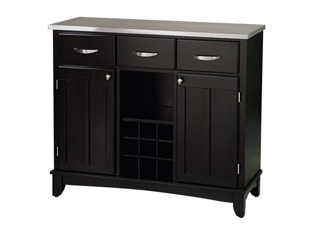 Home Styles 5100-0043 Black Buffet Server with Stainless Steel Top ...