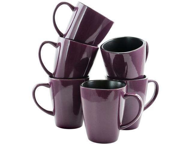 Elama Mulberry 14 oz. Stoneware Mugs in Purple, Set of 6 - Newegg.com