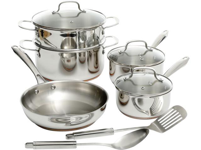 Oster Cuisine Kellerton 10 Piece Cookware Set with Copper Accents ...