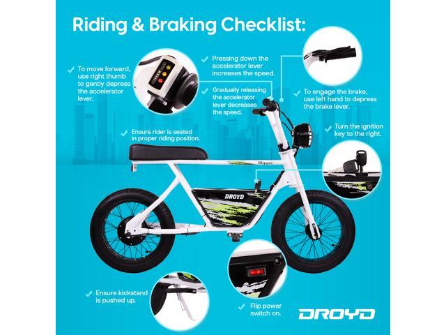 Droyd Blipper Electric Mini Bike - For Kids 13 and Up 12.5 MPH and 12 ...