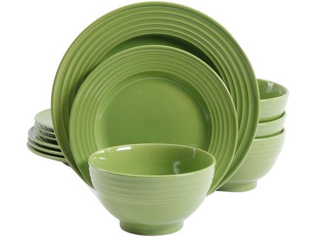 Gibson 12 Piece Plaza Cafe Dinnerware Set, Green - Newegg.com
