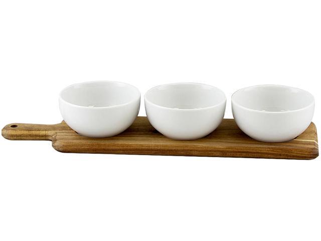 Gibson Gracious Dining 3 Piece 4.25in Tidbit Bowl Set on Wood Paddle ...