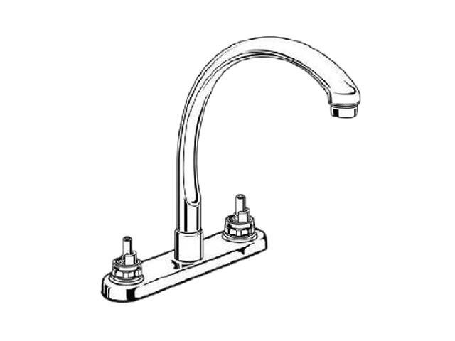 DELTA 2176-LHP Classic Two Handle Waterfall Kitchen Faucet Chrome ...