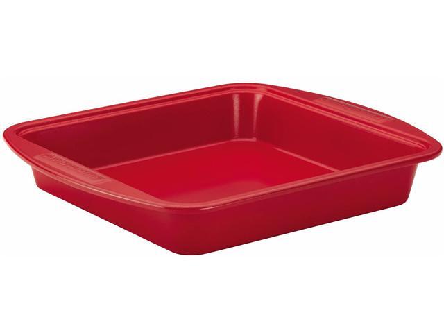 Silverstone Hybrid Ceramic Nonstick 9 in. Square Cake Pan in Chili Red ...
