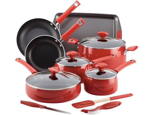Rachael Ray Collection Porcelain Enamel Nonstick Cookware Set, Cherry ...