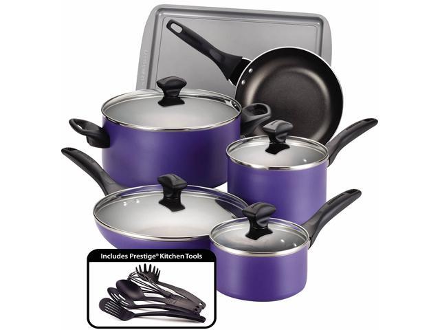 Farberware Dishwasher Safe Nonstick 15-Piece Cookware Set in Purple ...