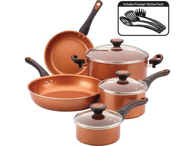 Farberware Glide Copper Ceramic Nonstick Cookware Set, 11-Piece, Copper ...