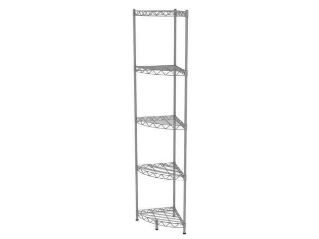 Home Basics 5 - Tier Wire Corner Shelving - Grey - Newegg.com