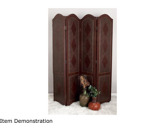 UMA Enterprises 302276 Wood / Leather 4 Panel Screen, 71"H, 64"W ...