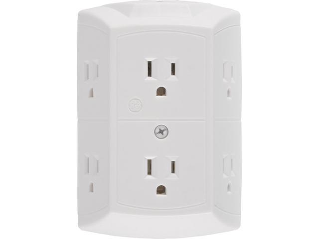 GE 56575 6-Outlet Grounded Wall Tap with Transformer/Resettable Circuit ...