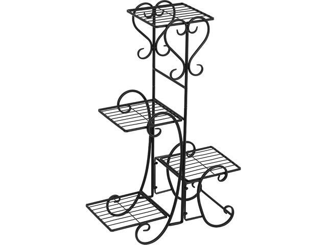 4 TIER Metal Shelves Frame Flower Pot Plant Stand Display Indoor ...