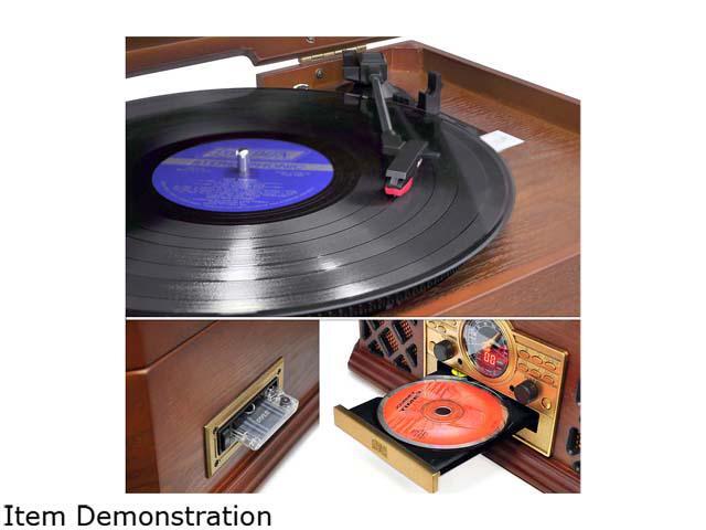 Pyle Home PTCD4BT Retro Style Turntable with Bluetooth CD Player ...