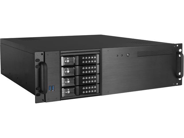 iStarUSA D-340HN-T Black 3U Rackmount Compact 4x3.5" Bay Trayless ...