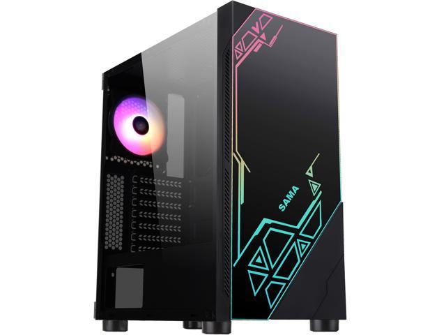 SAMA Sama-G3-ARGB Black USB3.0 Steel/ Tempered Glass ATX Mid Tower ...