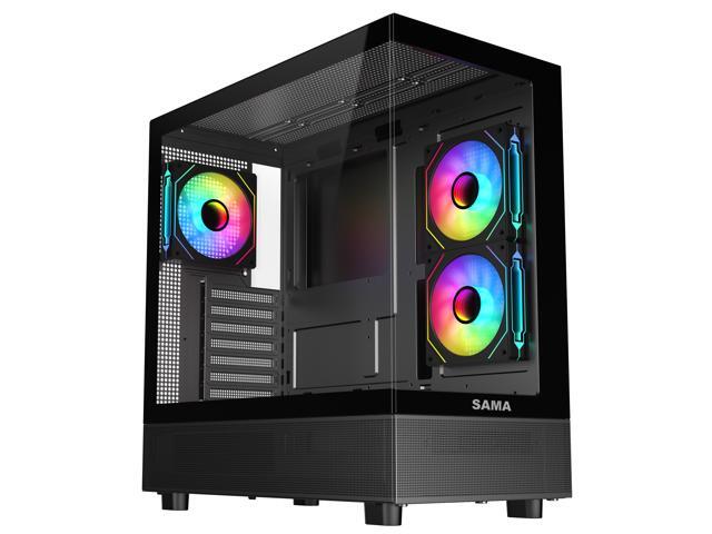 Sama Neview 4361 Black Dual USB3.0 and Type C Tempered Glass ATX Mid ...