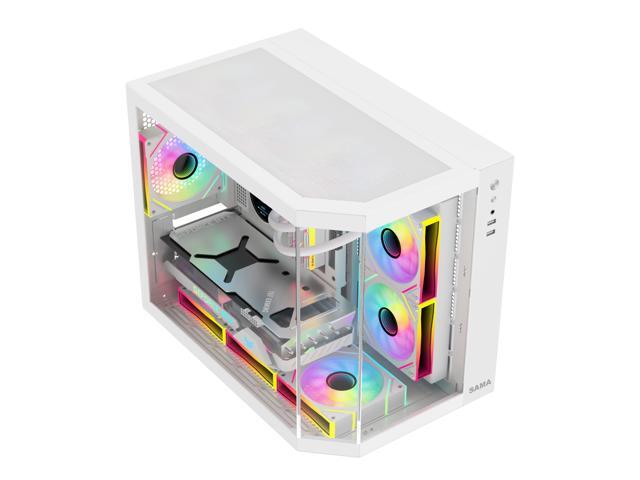 Sama 2771 White Dual USB3.0, Tempered Glass Micro-ATX Tower Gaming ...