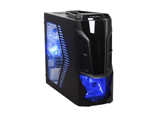 XION XON-CBX01-BL CyborGX Gaming Black w/ Blue LED Light Steel ATX Mid ...