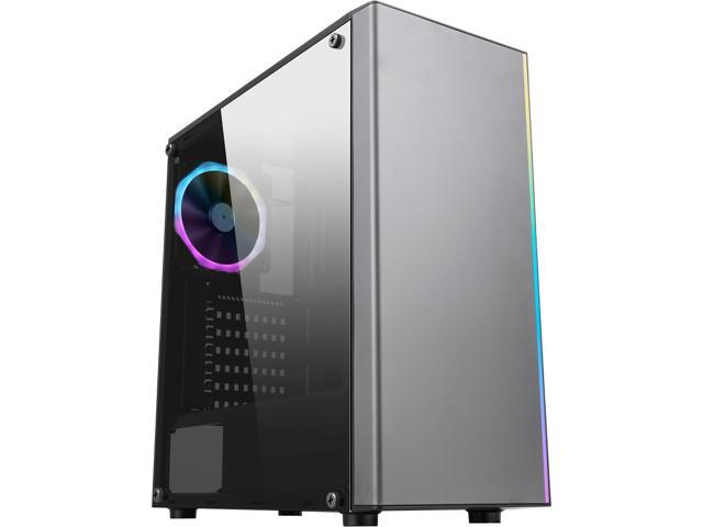 DIYPC Jax-RGB Black USB3.0 Steel/ Tempered Glass ATX Mid Tower Gaming ...
