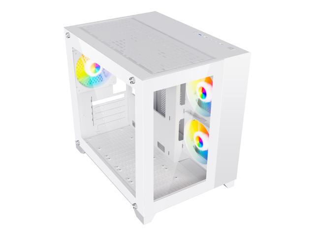 DIYPC ARGB-Q3-W White USB3.0 Tempered Glass Micro ATX Gaming Computer ...