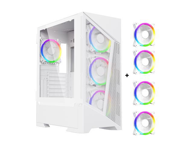 Open Box: DIYPC Rainbow-Flash-F1-W White USB 3.0 Steel / Tempered Glass ...