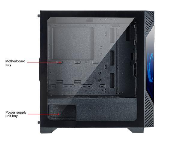 AZZA ECLIPSE 440 CSAZ-440 Black Steel / Plastic / Tempered Glass ATX ...