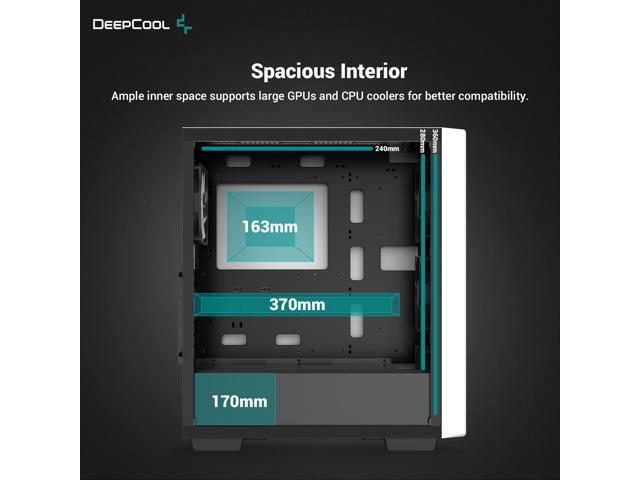 DeepCool CC560 WH Mid-Tower ATX PC Case, 4x Pre-Installed 120mm LED ...