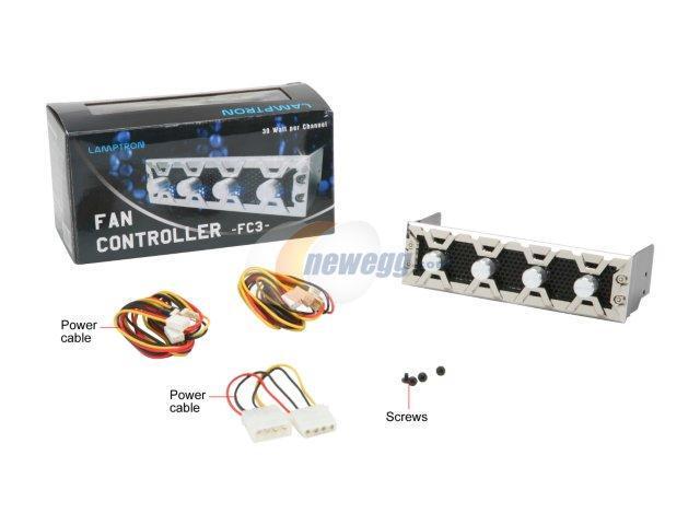Lamptron FC3 Silver Black Fan Controller, 4 Channels 30W per Channel ...