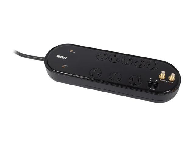 RCA PS28210B 4ft. 8 Outlets Surge Protector with Coax/Phone Protection ...