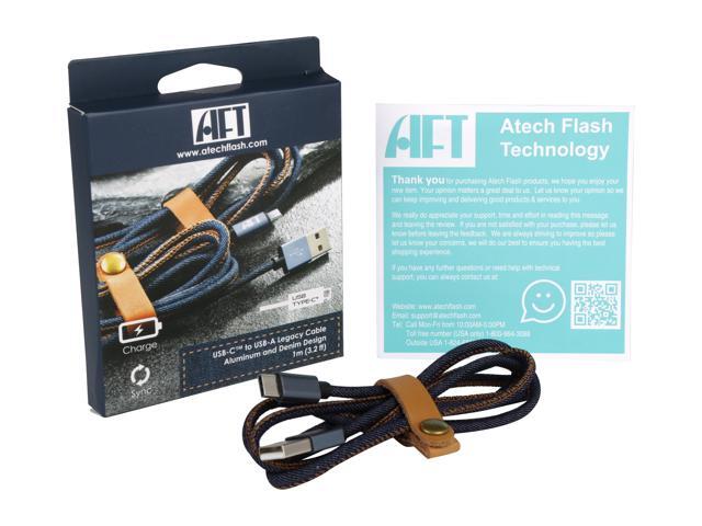 Atech Flash Technology AF-CBL-CAD USB-C to USB-A Legacy Cable, Aluminum and Denim Design ...