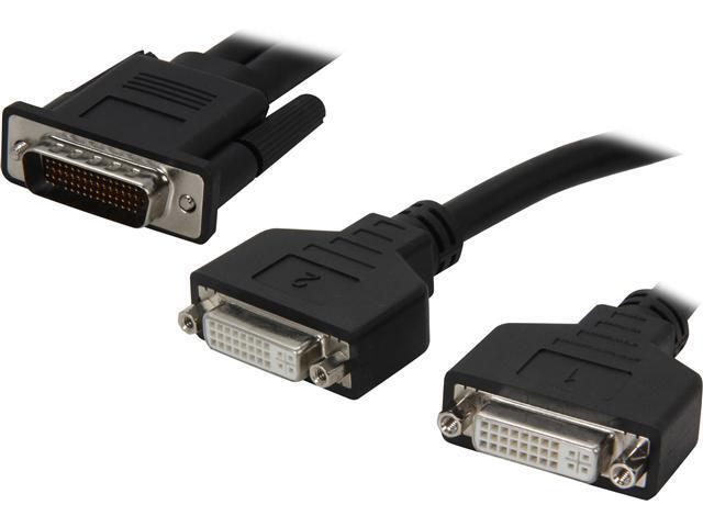 C2G 38064 One LFH-59 (DMS-59) Male to Two DVI-I Female Cable, Black (9 ...