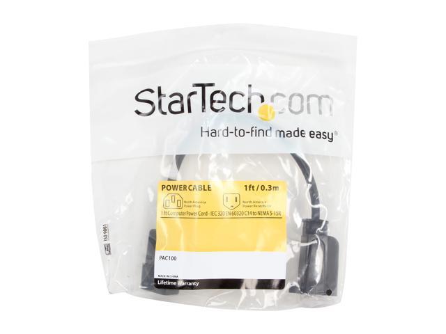 StarTech.com PAC100 1 ft Computer Power Cord - C14 to NEMA 5-15R - 1ft ...