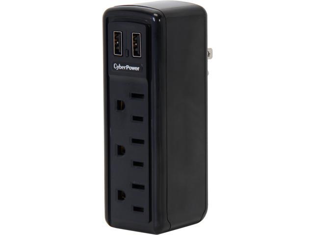 CyberPower CSP300WU Professional 3-Outlets Surge Suppressor 2 USB ...