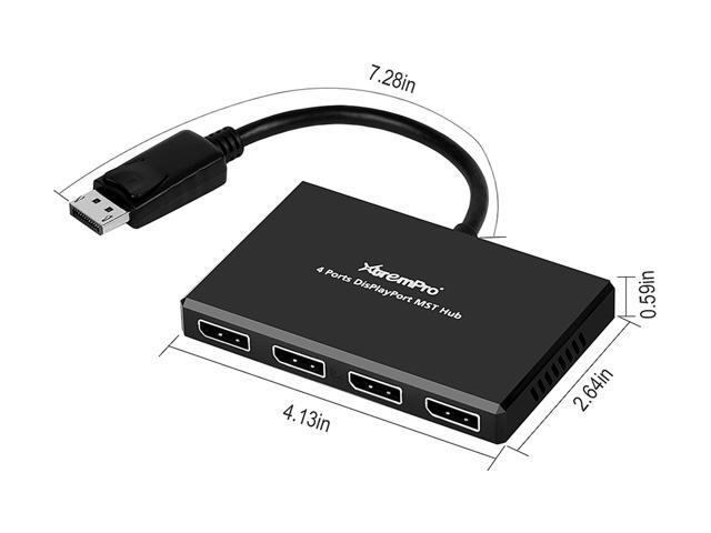 XtremPro 61071 4 Port DisplayPort 1.2 to DisplayPort Multi Stream Transport MST Hub 1x4, 1 input ...