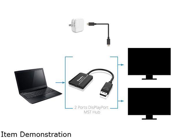 XtremPro 61072 2 Ports DisplayPort MST Hub Splitter Support HDCP, SST ...