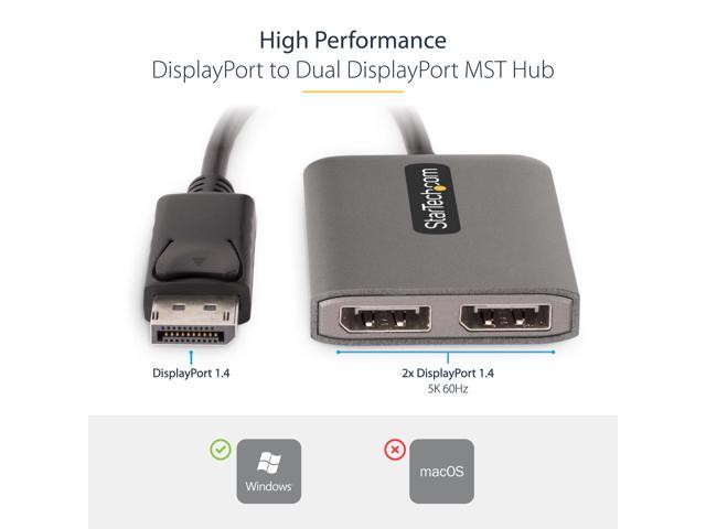StarTech.com 2-Port DisplayPort MST Hub - Dual 4K 60Hz - DP to 2x DisplayPort Monitor Adapter ...