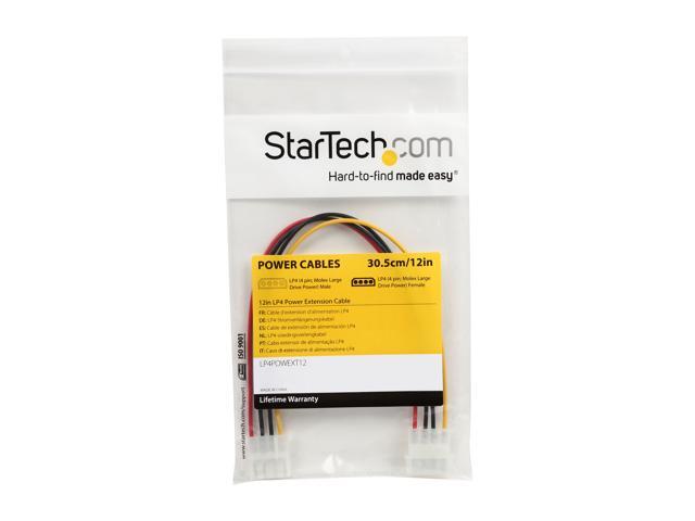 StarTech.com Model LP4POWEXT12 12in Molex LP4 Power Extension Cable – M ...