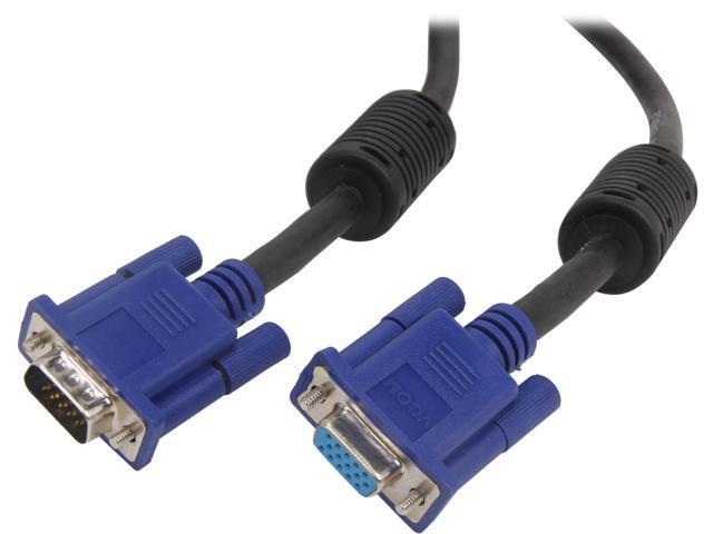 VCOM VC-VGA25F 25 ft. SVGA HD15 Male to Female Black Cable with Blue ...
