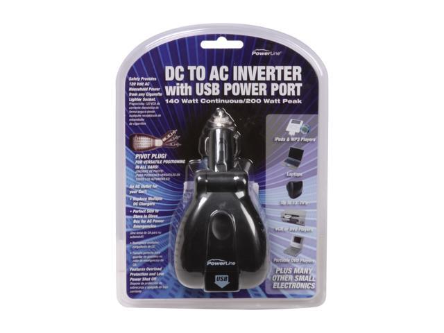 ORIGINAL POWER 070078A 140 Watts PowerLine DC to AC Inverter with USB ...